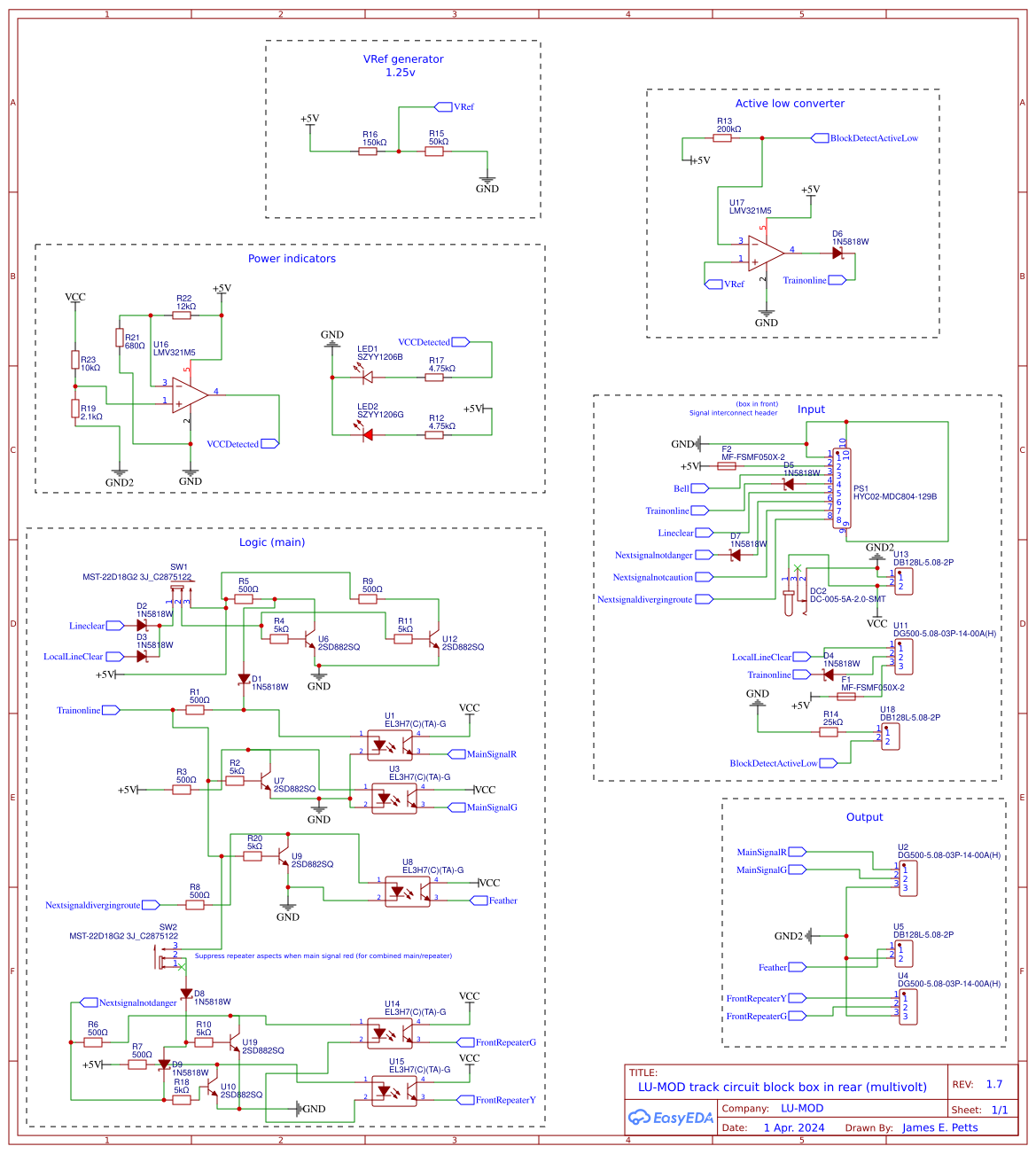 LU-MOD track circuit block box in rear multivolt - OSHWLab