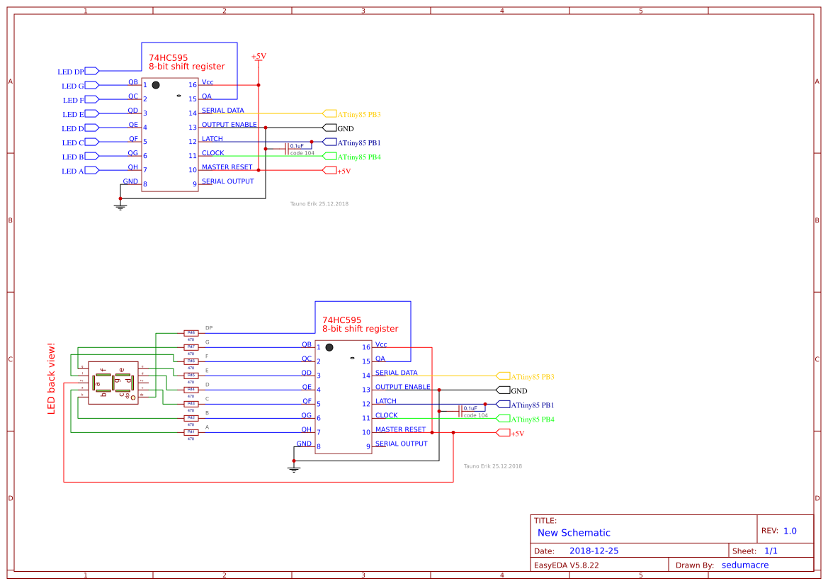 i2c 7-segemnts display with ATtiny85 - EasyEDA open source hardware lab