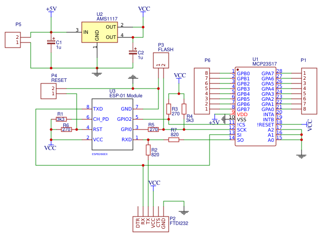 ESP-01 MCP23S17 IO - OSHWLab