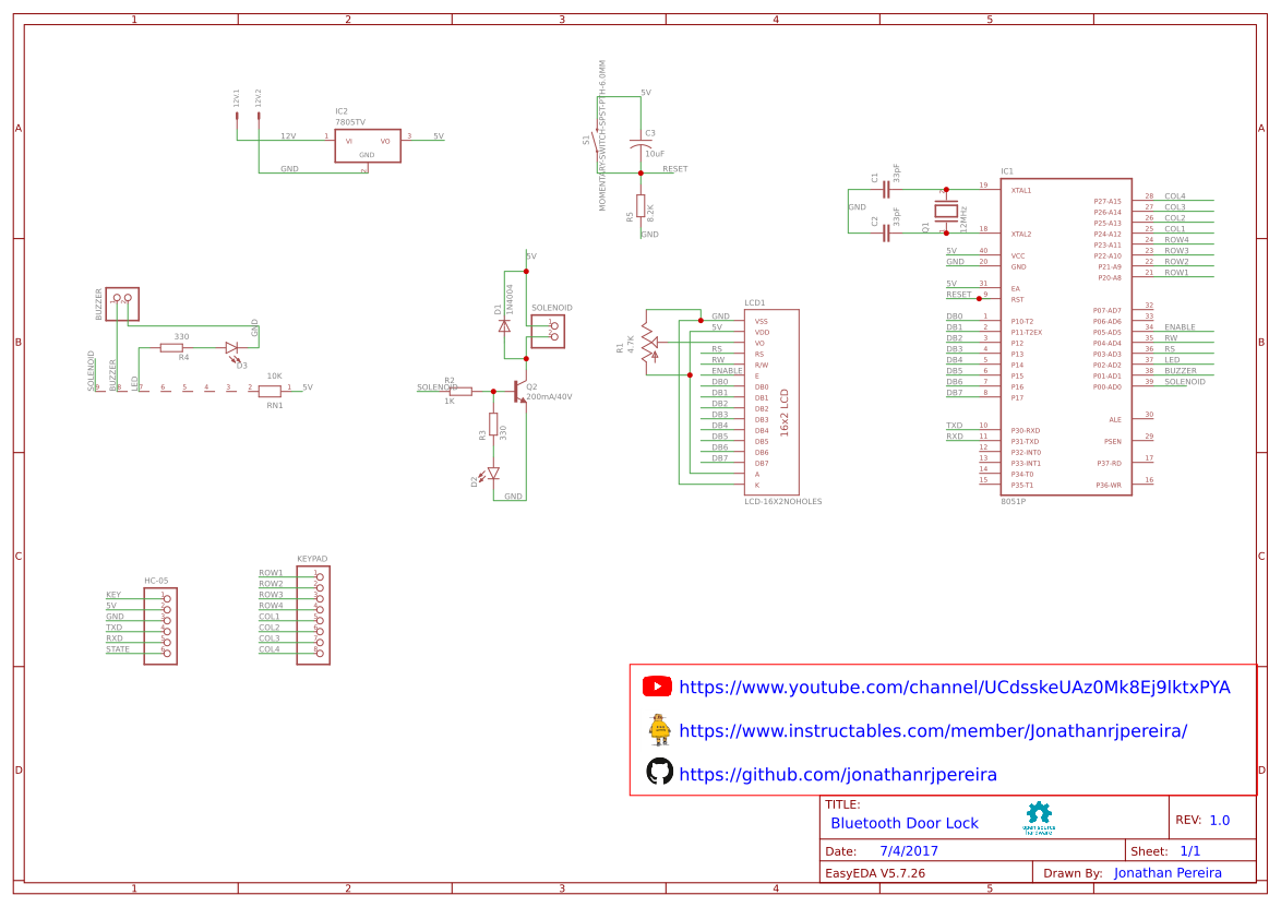 Bluetooth Door Lock - EasyEDA open source hardware lab