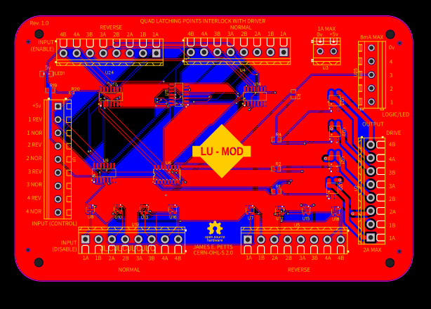 LU-MOD quad latching points interlock with driver - EasyEDA open source hardware lab