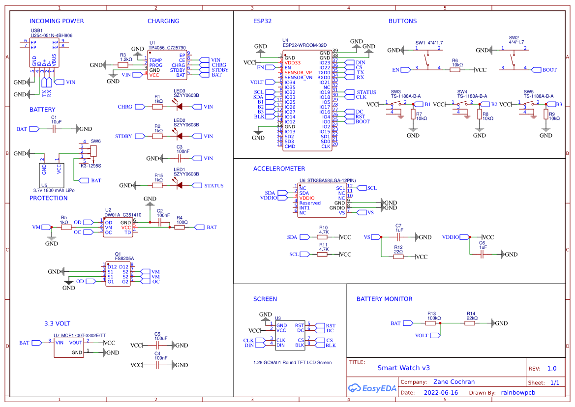 Smart Watch v3 - EasyEDA open source hardware lab