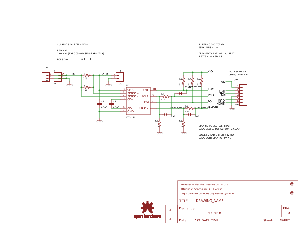 Coulomb Counter Breakout - LTC4150 (Open hardware) - OSHWLab