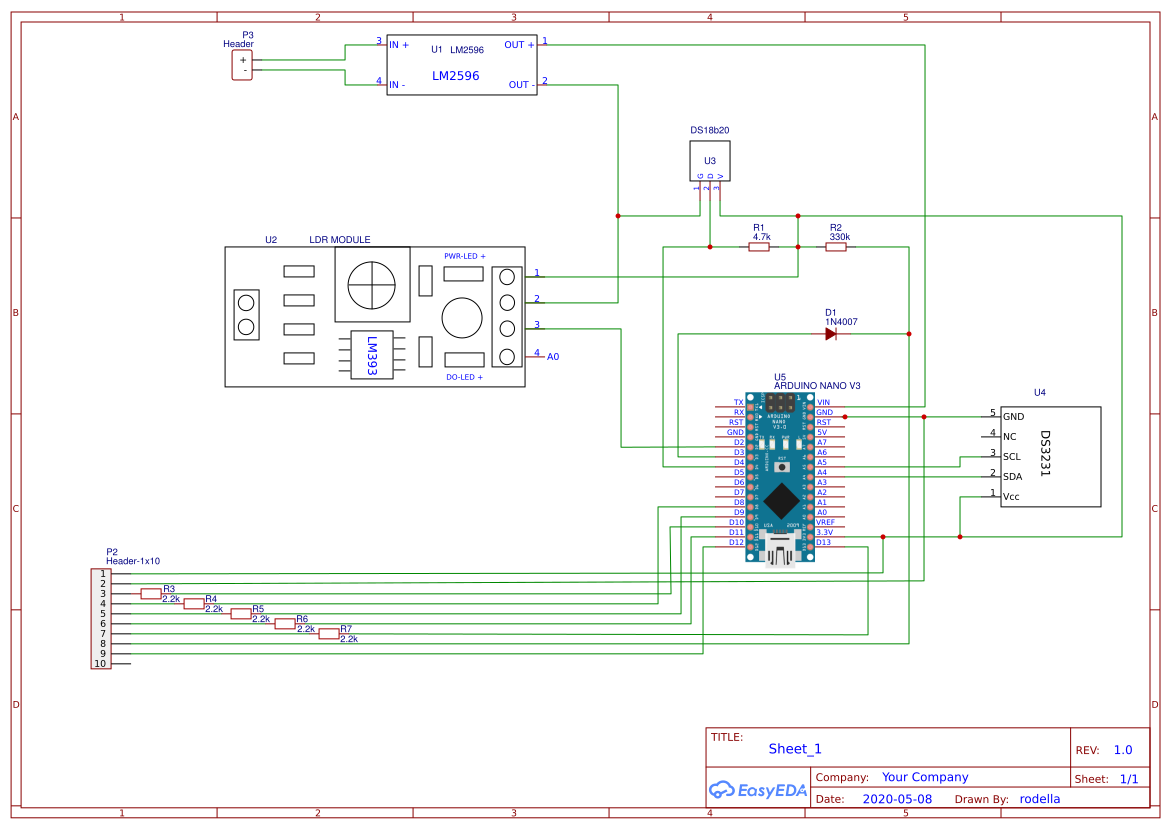 Arduino Nano Clock - EasyEDA