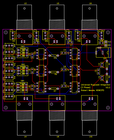 Rogowski Coil Integrator (3 Phase) - EasyEDA open source hardware lab