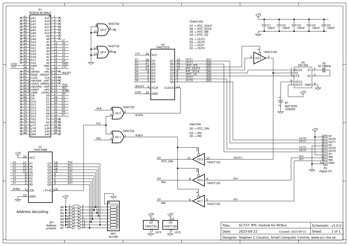 SC727 v1.0 RTC module for RCBus - EasyEDA open source hardware lab