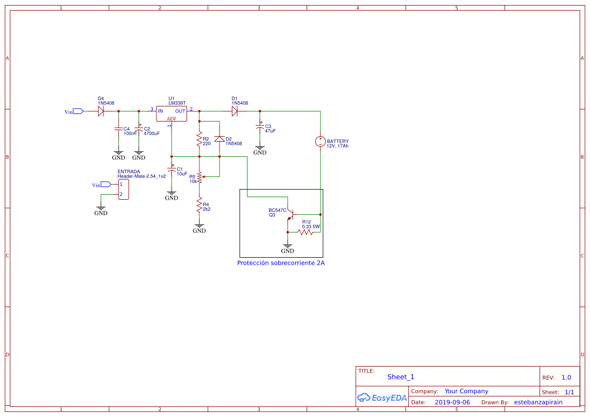 12V Battery Charger CV - EasyEDA open source hardware lab