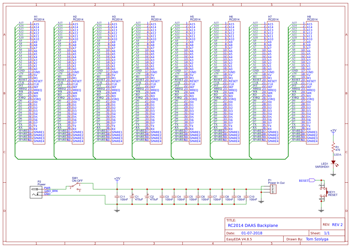 8-Slot DAAS Backplane for RC2014 Rev B - OSHWLab