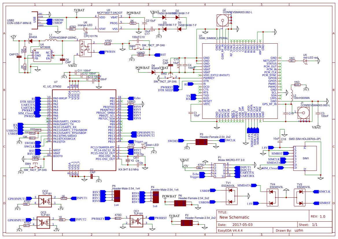 SIM808 Sensor - EasyEDA open source hardware lab