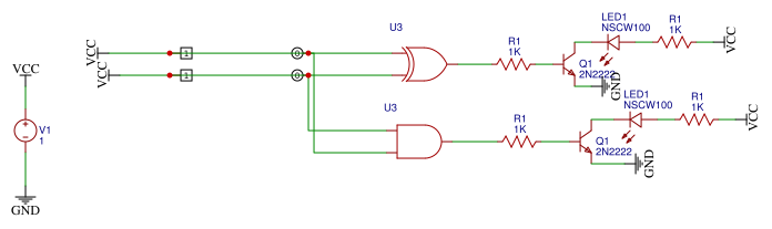 Adder and subtractor practical - EasyEDA open source hardware lab
