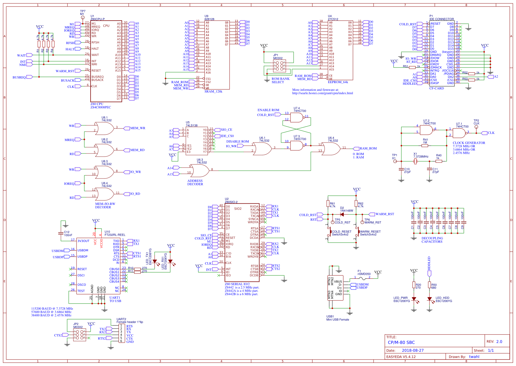 SBC_Z80 - EasyEDA open source hardware lab