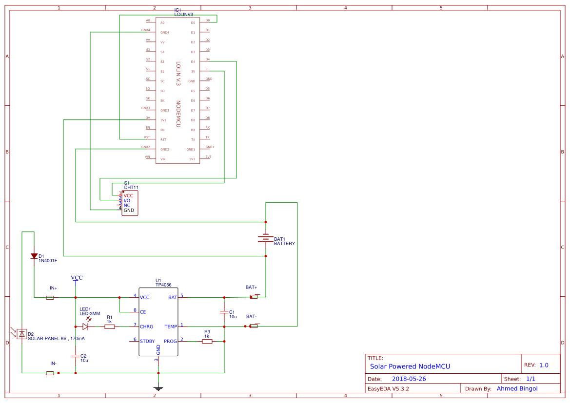 Solar Powered NodeMCU - EasyEDA open source hardware lab