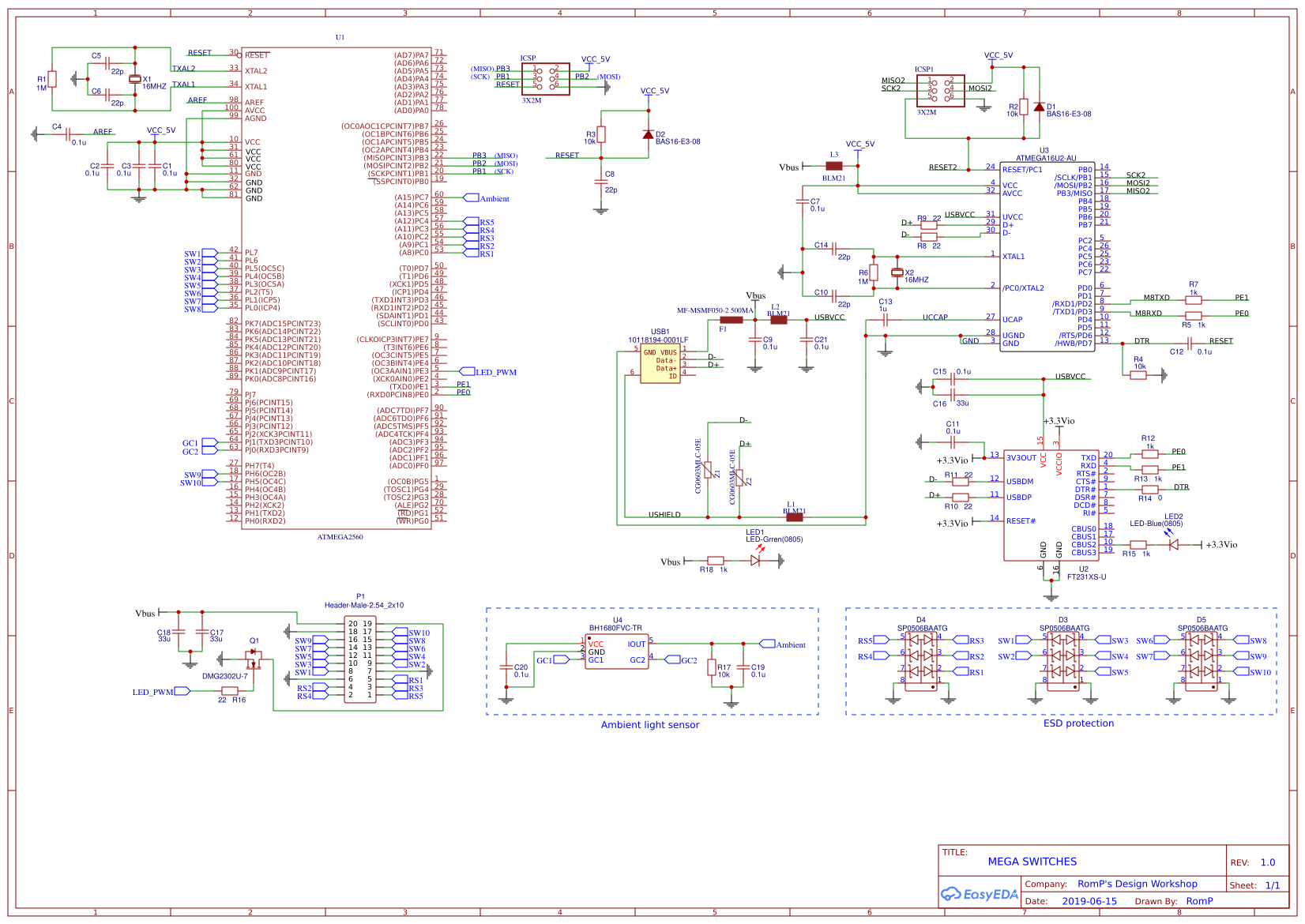 Mega2560 + Multiple SPST - EasyEDA open source hardware lab