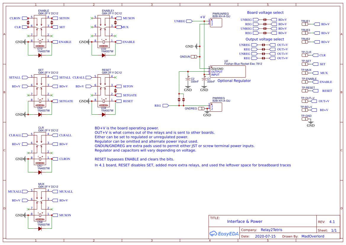 16 Bit Relay Register with 2:1 Input Mux and Bit Test Unit - OSHWLab
