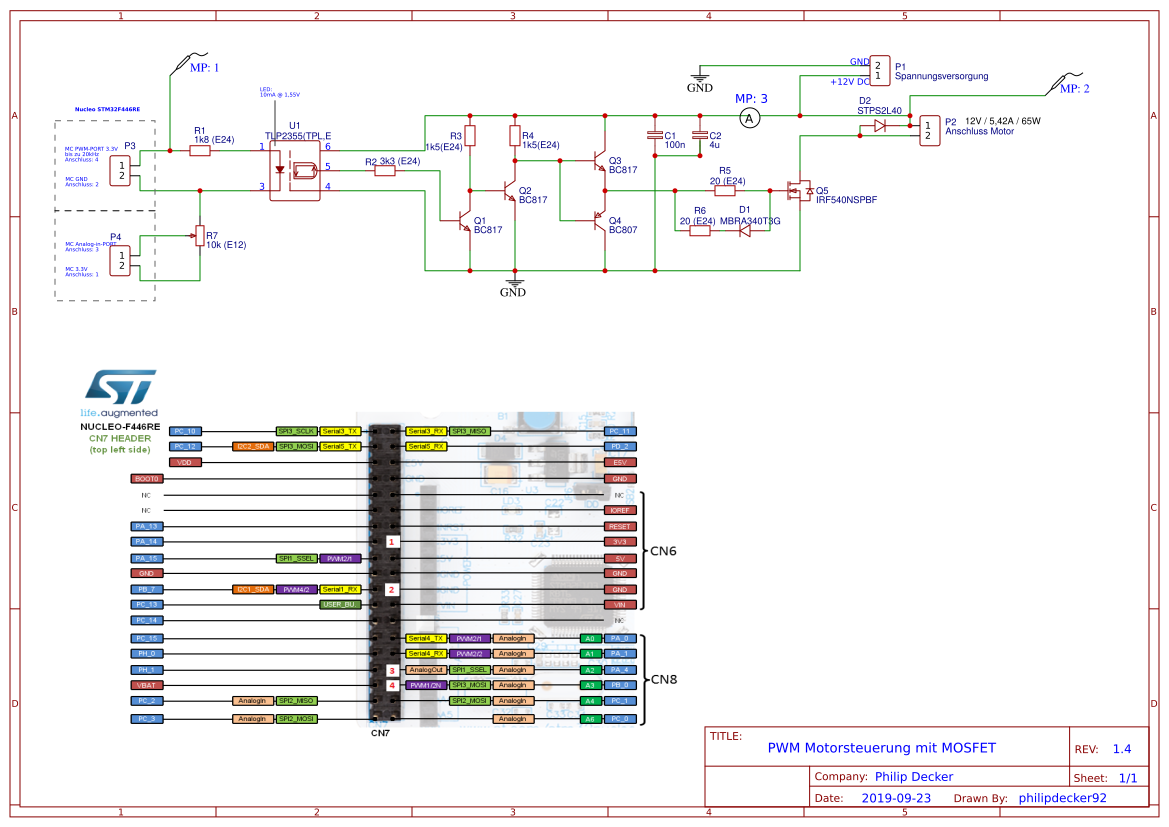 PWM Motorsteuerung mit MOSFET und MC (STM32 F446RE) - PWM speed controll for motor - EasyEDA ...