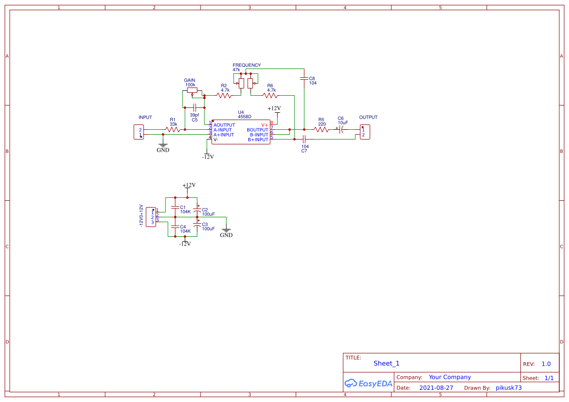 Subwofer low pass filter - OSHWLab