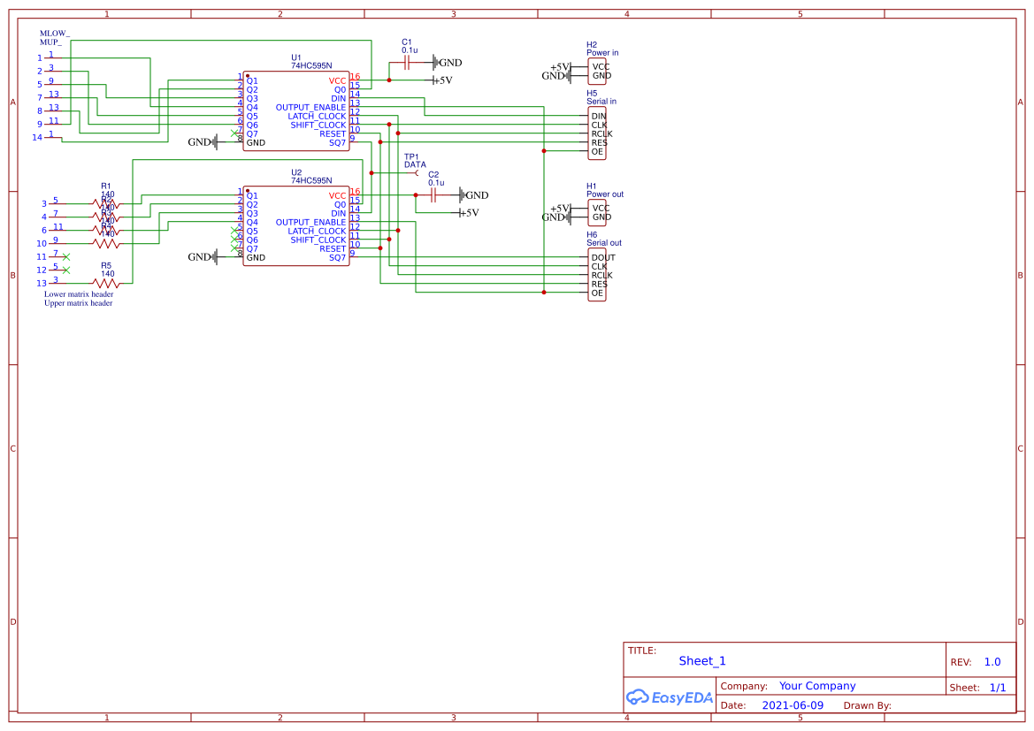 74HC595 LED Matrix controller - EasyEDA open source hardware lab