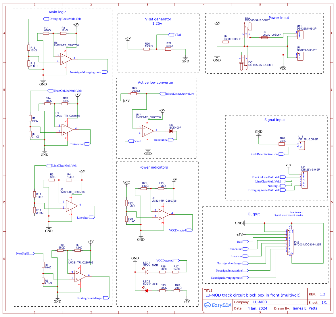LU-MOD track circuit block box in front multivolt - EasyEDA open source hardware lab