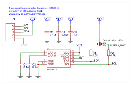SparkFun Triple Axis Magnetometer Breakout - MAG3110 - OSHWLab