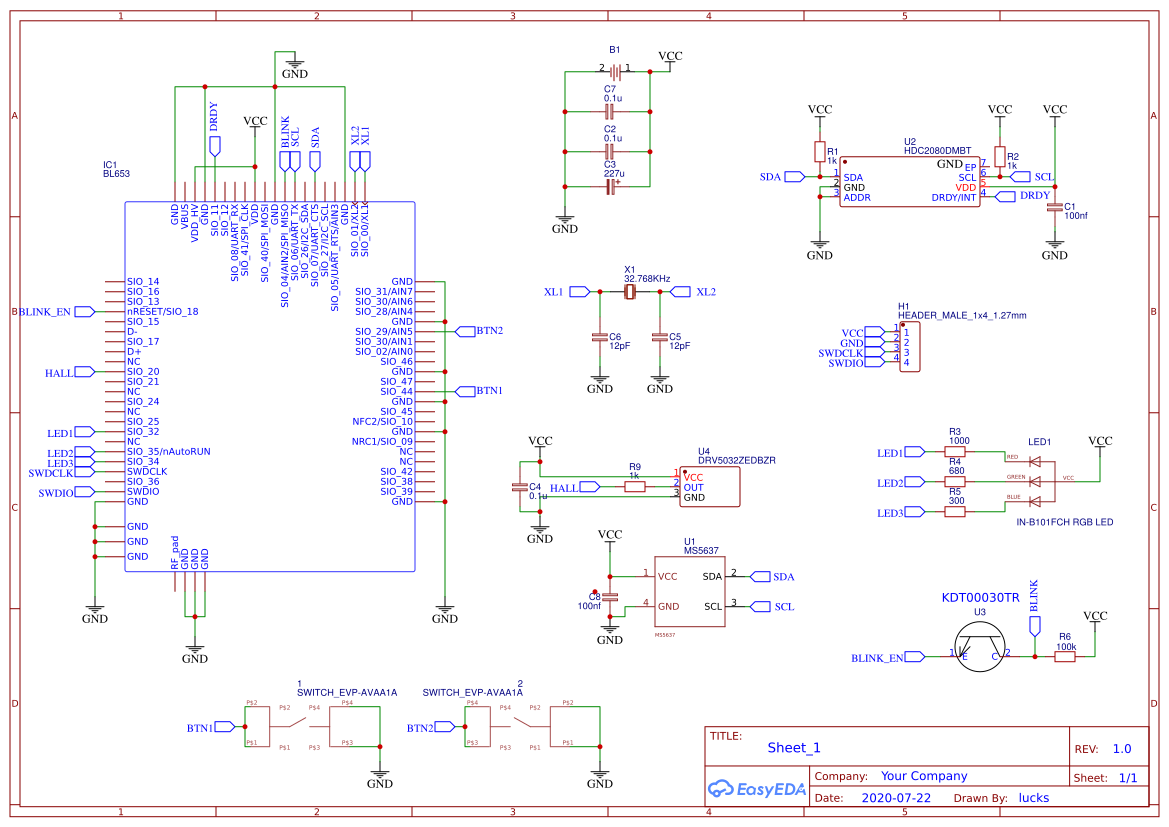 nrf52833 + hrc2080 + cr2032 - OSHWLab