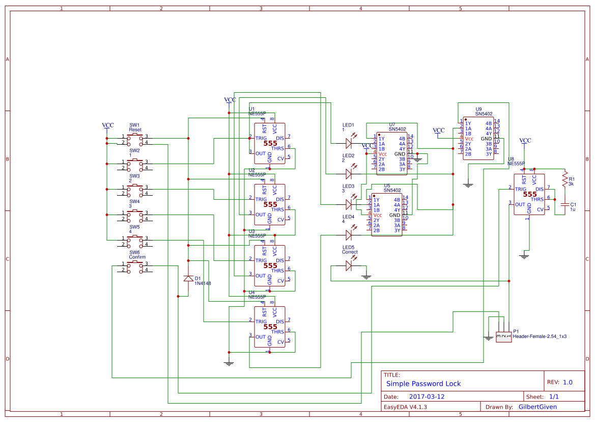Simple Password Lock - EasyEDA open source hardware lab