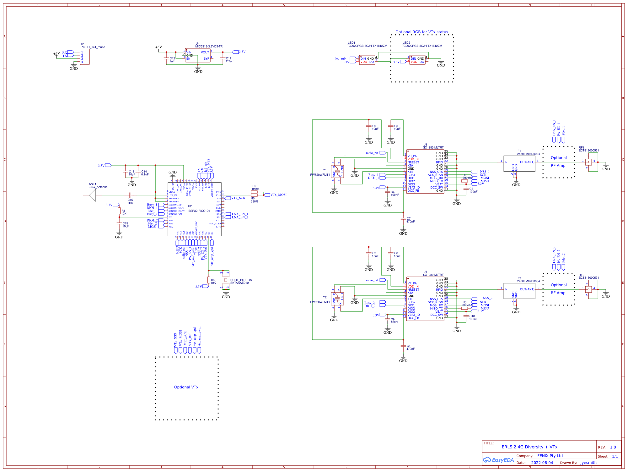 EpressLRS Diversity VTx Receiver - OSHWLab
