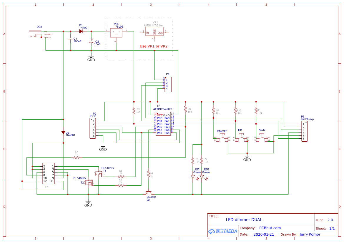 Night Light LED dimmer Dual - OSHWLab