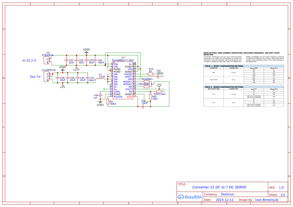 Converter 22 DC to 7 DC SERVO - OSHWLab