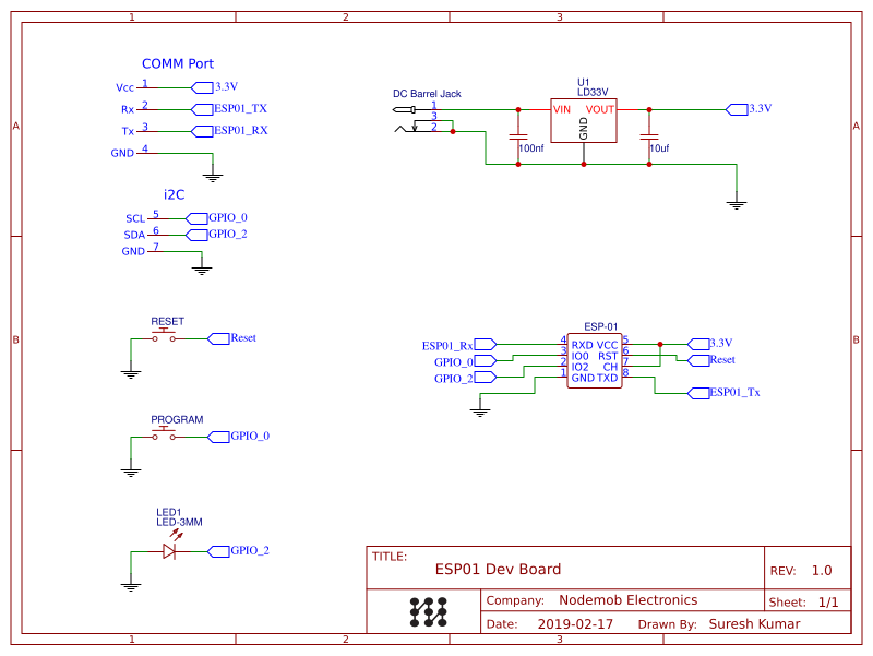 ESP01 Dev Board Ver 1 - OSHWLab