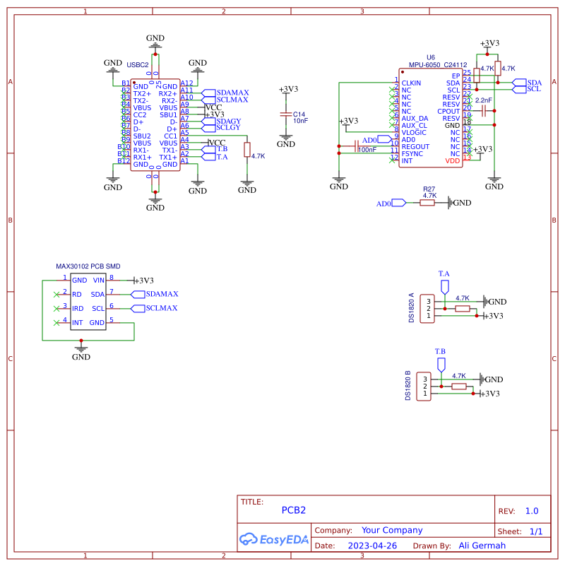 PROJET yahya esp32C3-MAX30102-DS18-gyroscope PCB2 - EasyEDA open source hardware lab