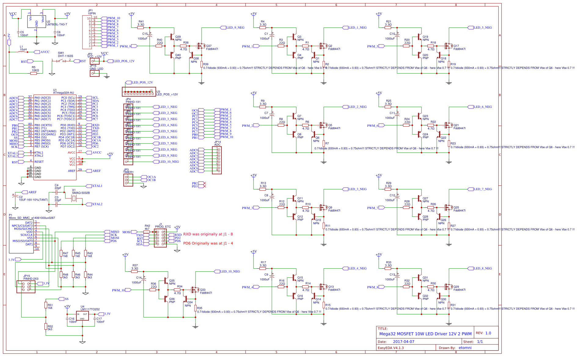 LED 10W 900mA Driver ATMega32 experimental - Platform for creating and sharing projects - OSHWLab