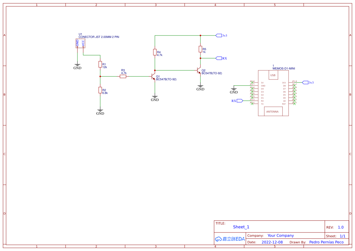 Interface VBUS to capture data for Tasmota & wemos D1 mini (Resol Controllers) - OSHWLab