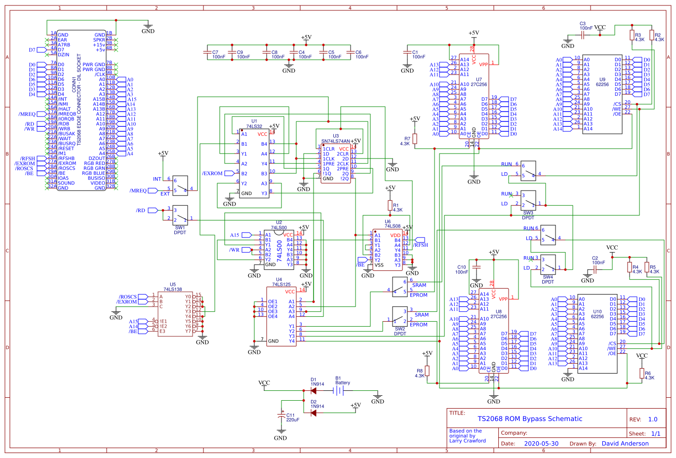 2068 ROM Bypass Board - EasyEDA open source hardware lab