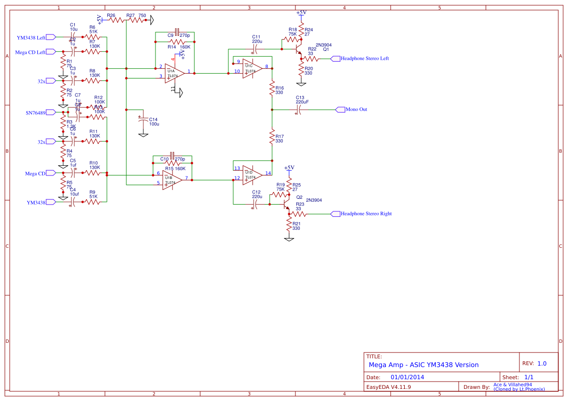 Sega Mega Drive Mega Amp - ASIC YM3438 Version - Schema (Ace ...