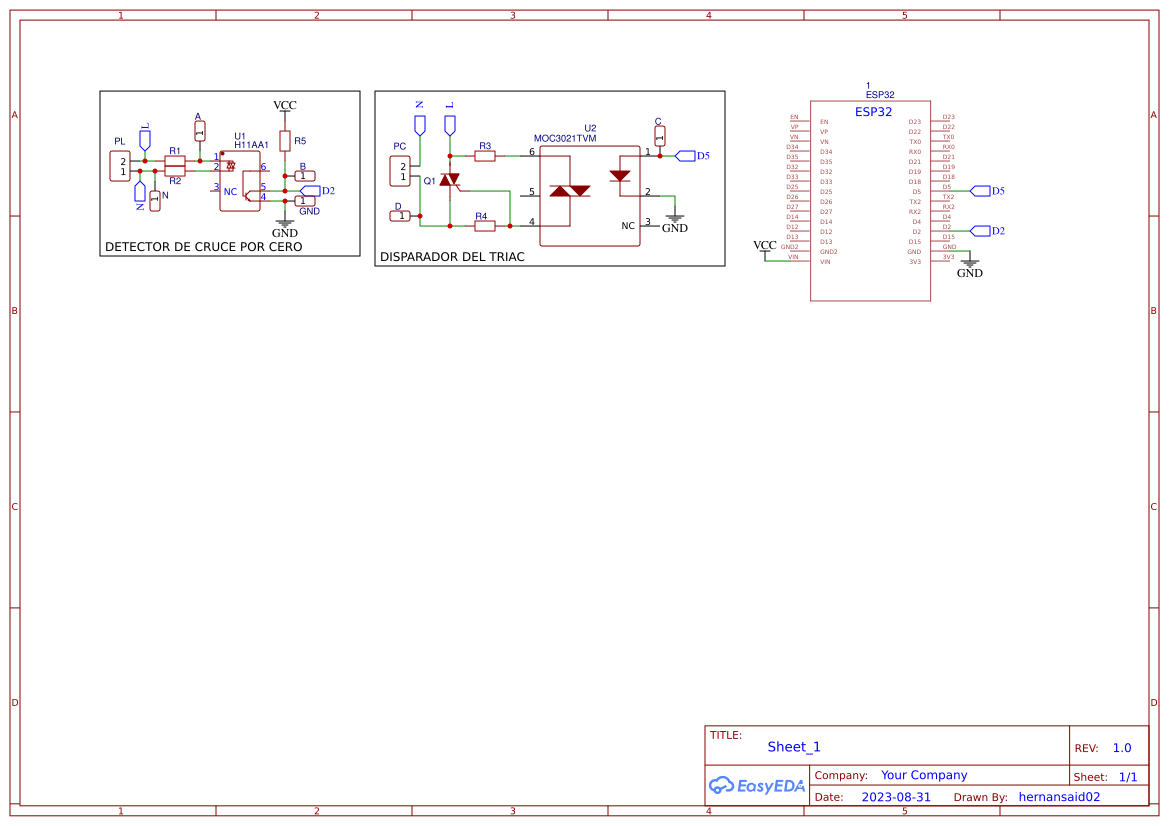 Practica 3 - Disparo TRIAC por microcontrolador - EasyEDA open source hardware lab