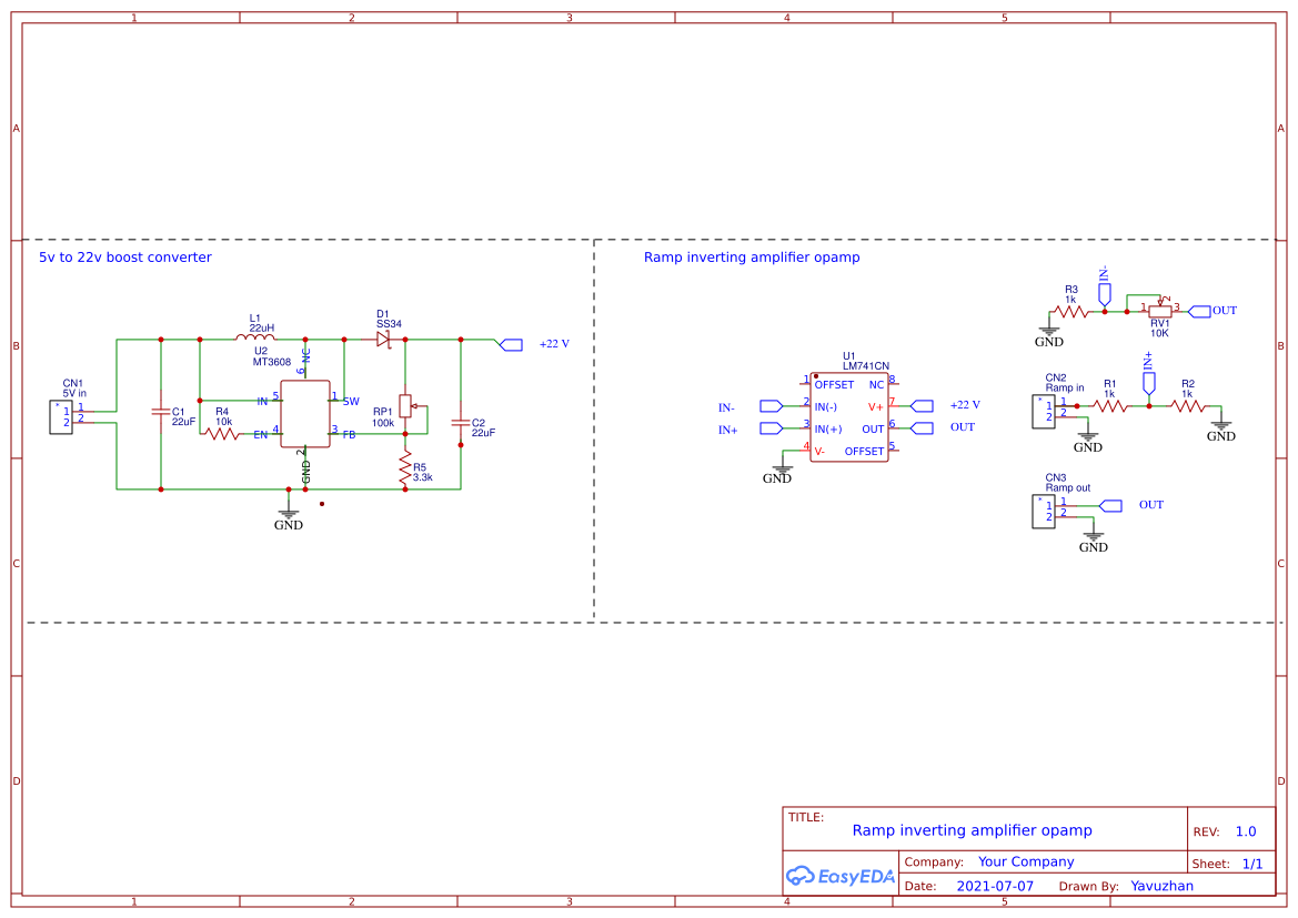 Ramp inverting amplifier opamp - EasyEDA open source hardware lab