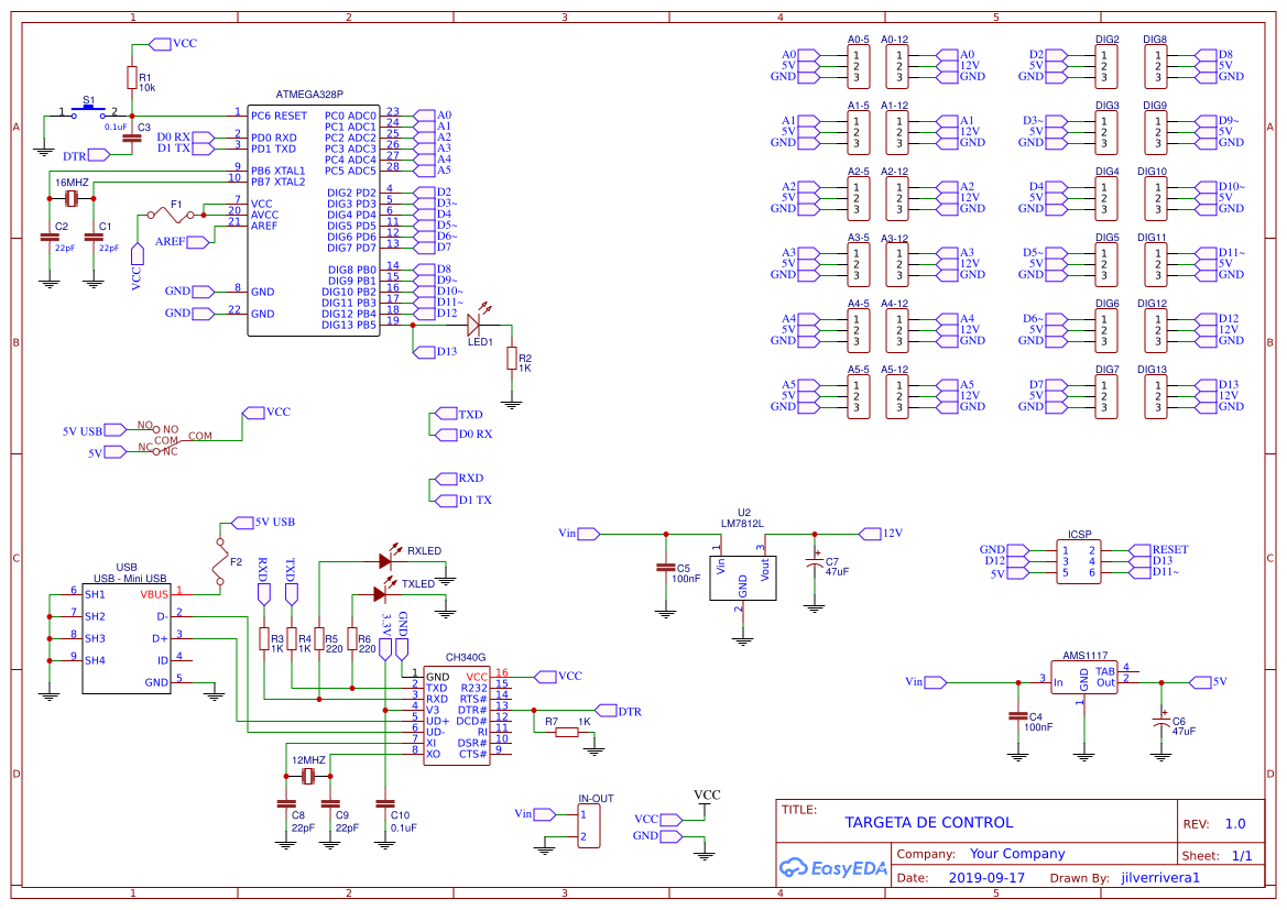 Tarjeta de control - ATMEGA328P [Extraible] - OSHWLab