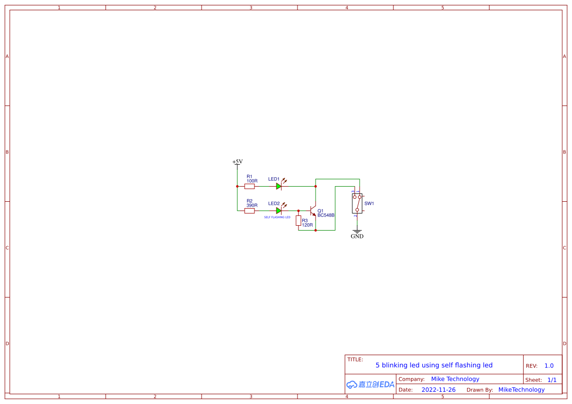 5V blinking led using self flashing led - OSHWLab