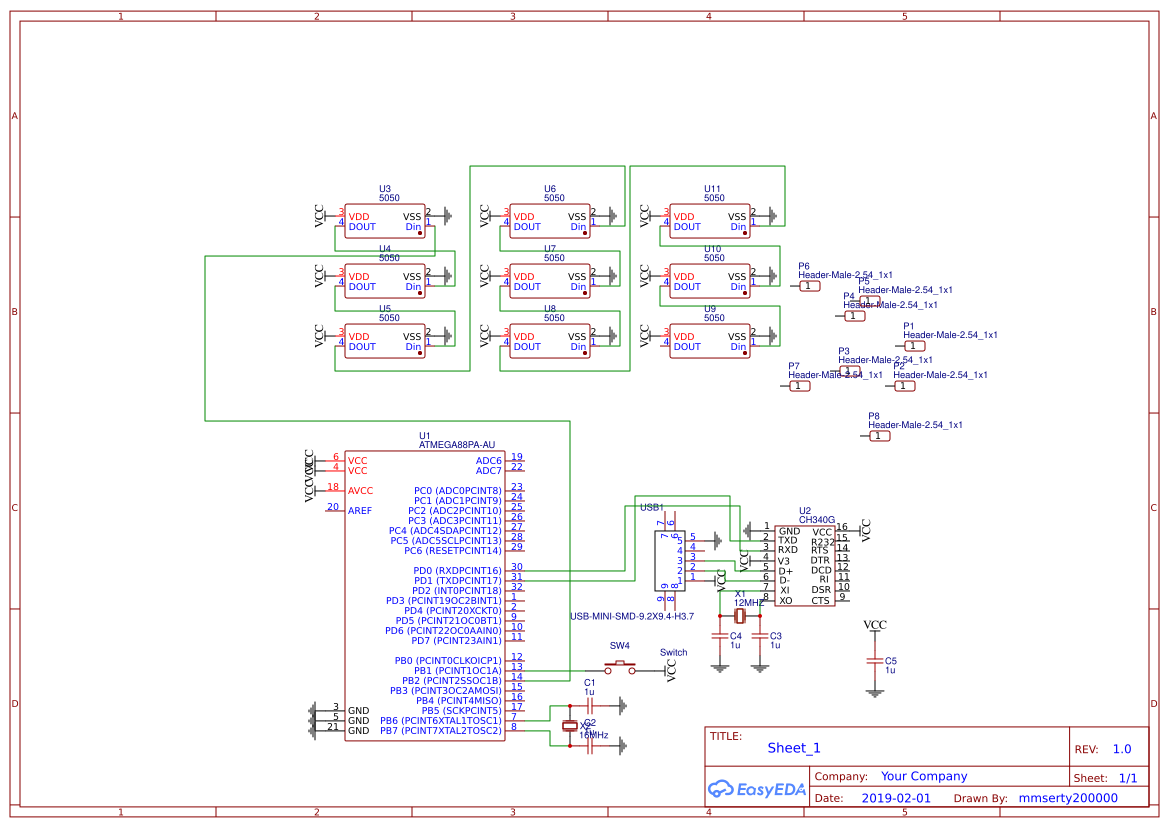 Matrix 3X3 whit controller - EasyEDA open source hardware lab