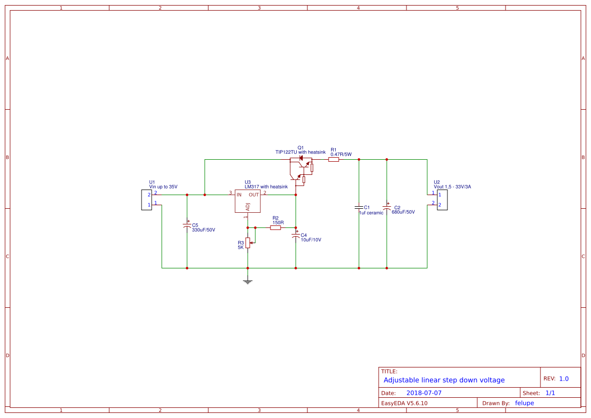 Linear step down voltage power supply with LM317 - (felupe) - Platform for creating and sharing ...