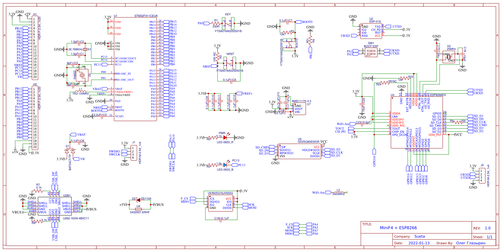 MiniF4 + ESP8266 - OSHWLab