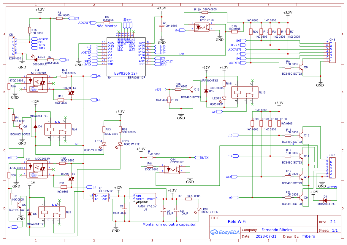 3 Rele WiFi v2.3 - EasyEDA open source hardware lab