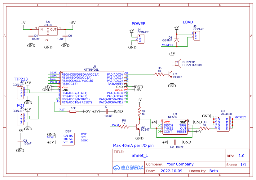 Attiny26_LED - EasyEDA open source hardware lab