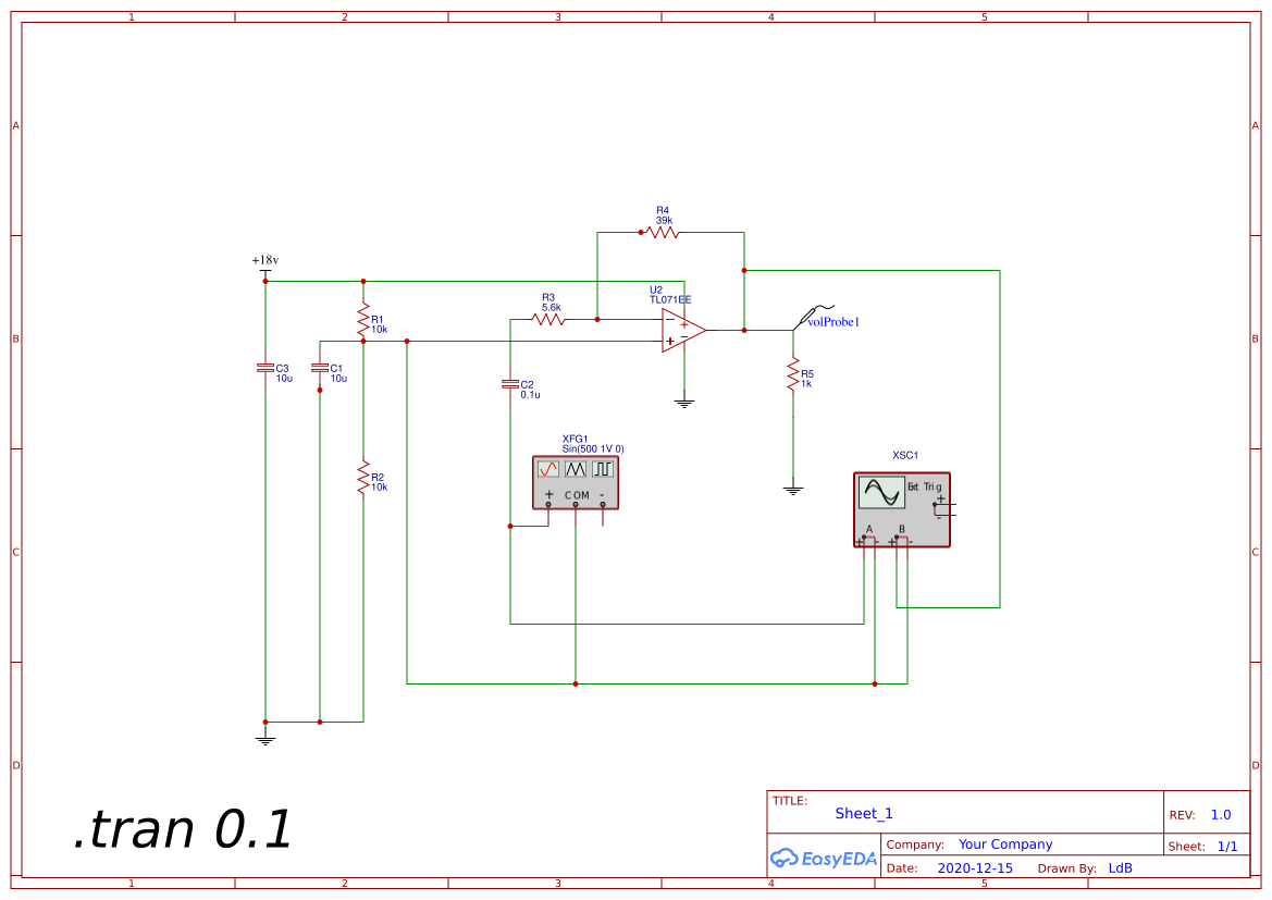 Inverting TL071 OpAmp - EasyEDA open source hardware lab