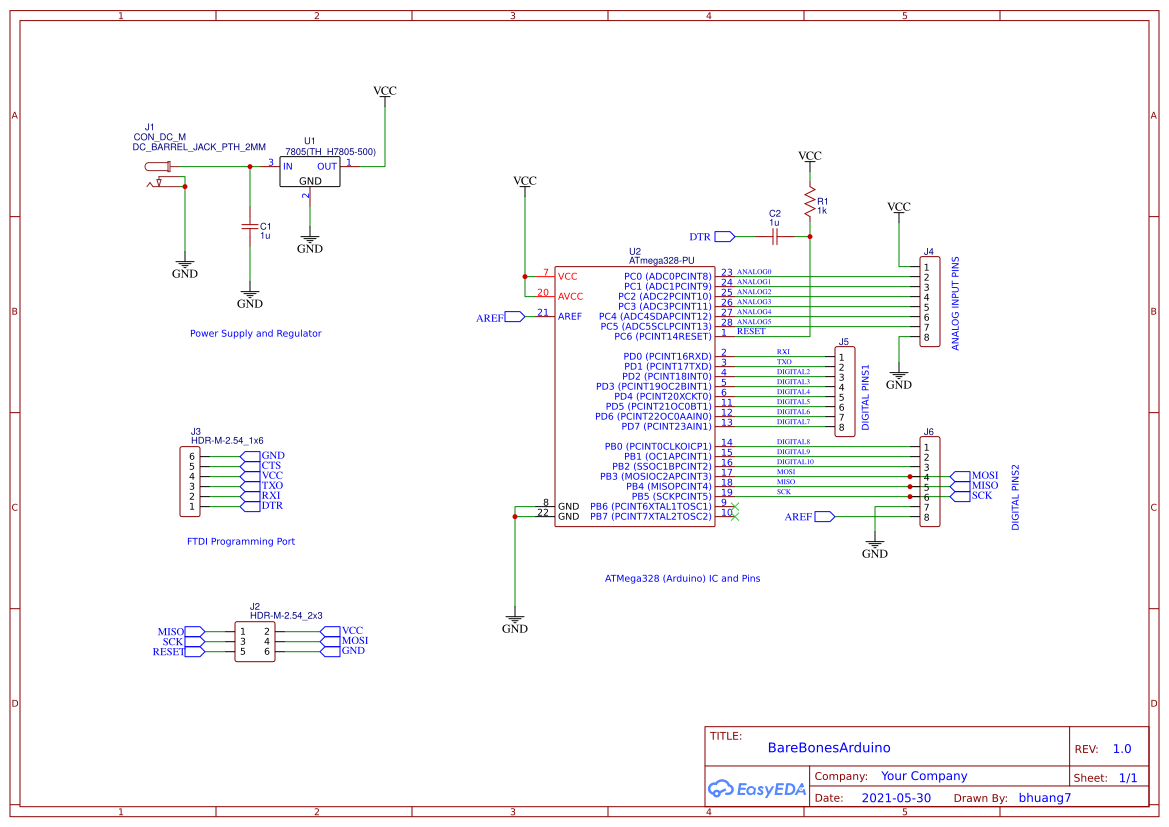 Bare Bones Arduino - EasyEDA open source hardware lab