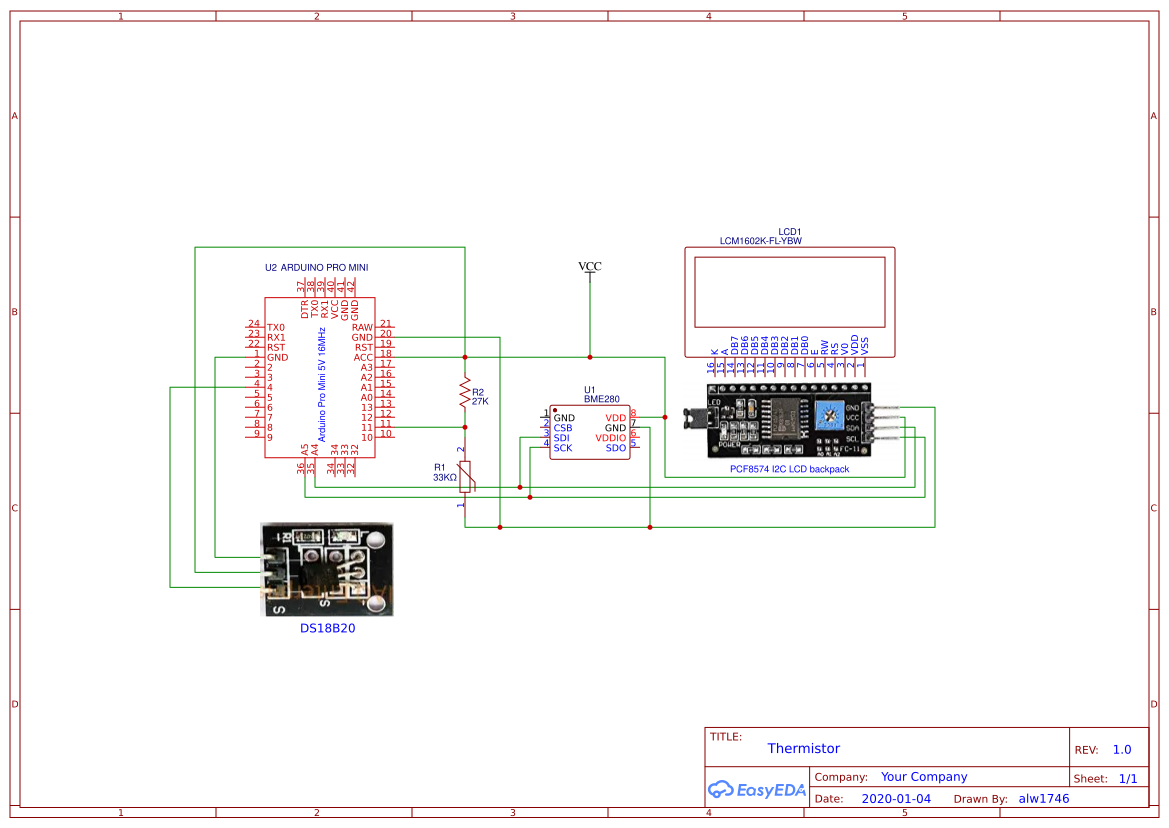 Temperature sensing with thermistor and BME280 - EasyEDA open source hardware lab
