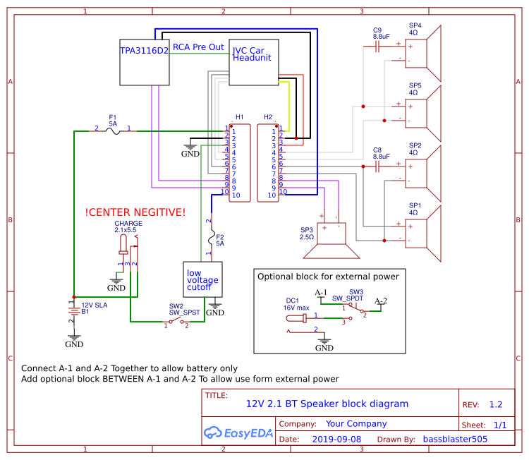(CANCELLED) 12V SLA Bluetooth Speaker - OSHWLab