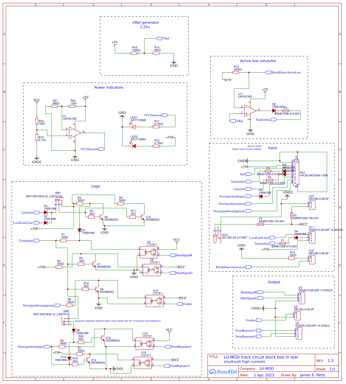 LU-MOD track circuit block box in rear multivolt high current - OSHWLab