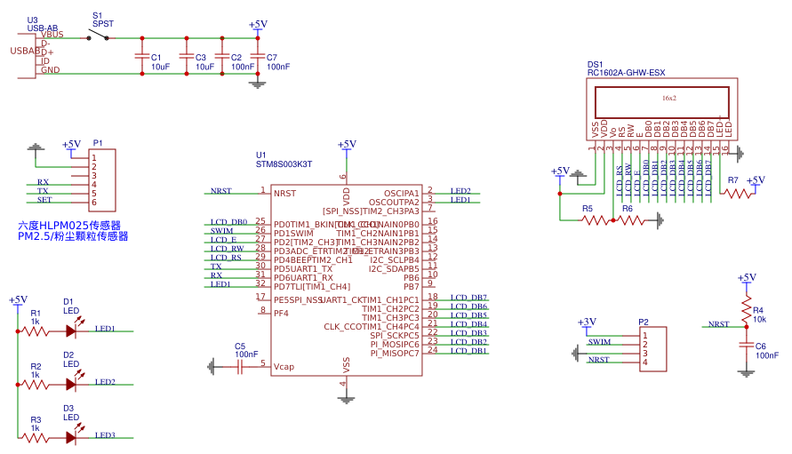 HLPM025K3 Display by LCD1602 (PM2.5 detector) - EasyEDA open source ...
