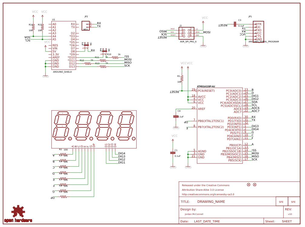 Serial 7 Segment Shield - OSHWLab